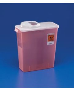 Sharps Container, Rotor & Hinged Transparent Lid, 3 Gallon, Red,